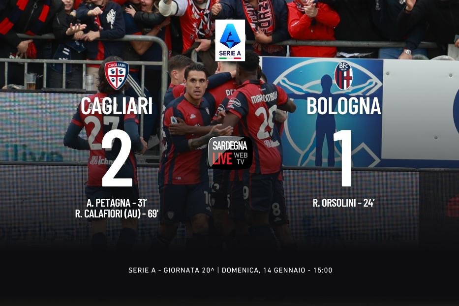 Cagliari-Bologna 2-1, tre punti d’oro nella corsa salvezza
